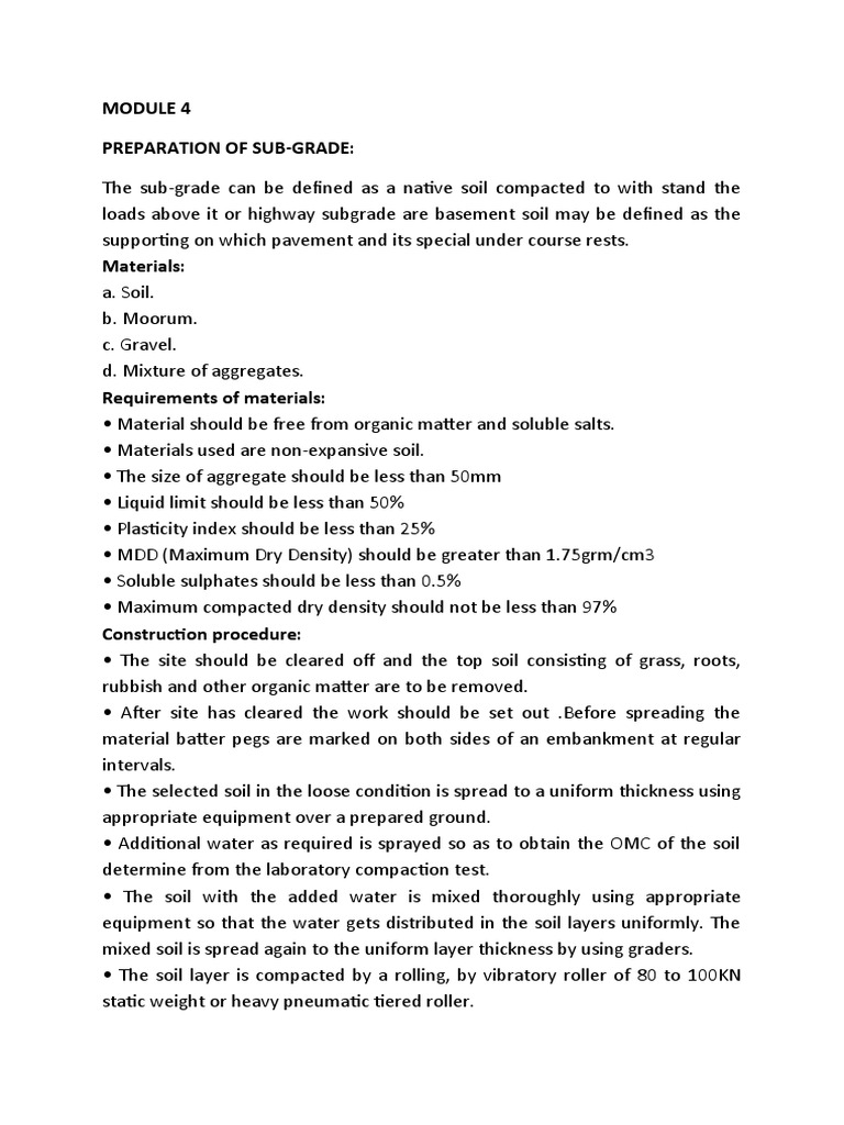 Module 4 Subgrade | PDF | Concrete | Road Surface