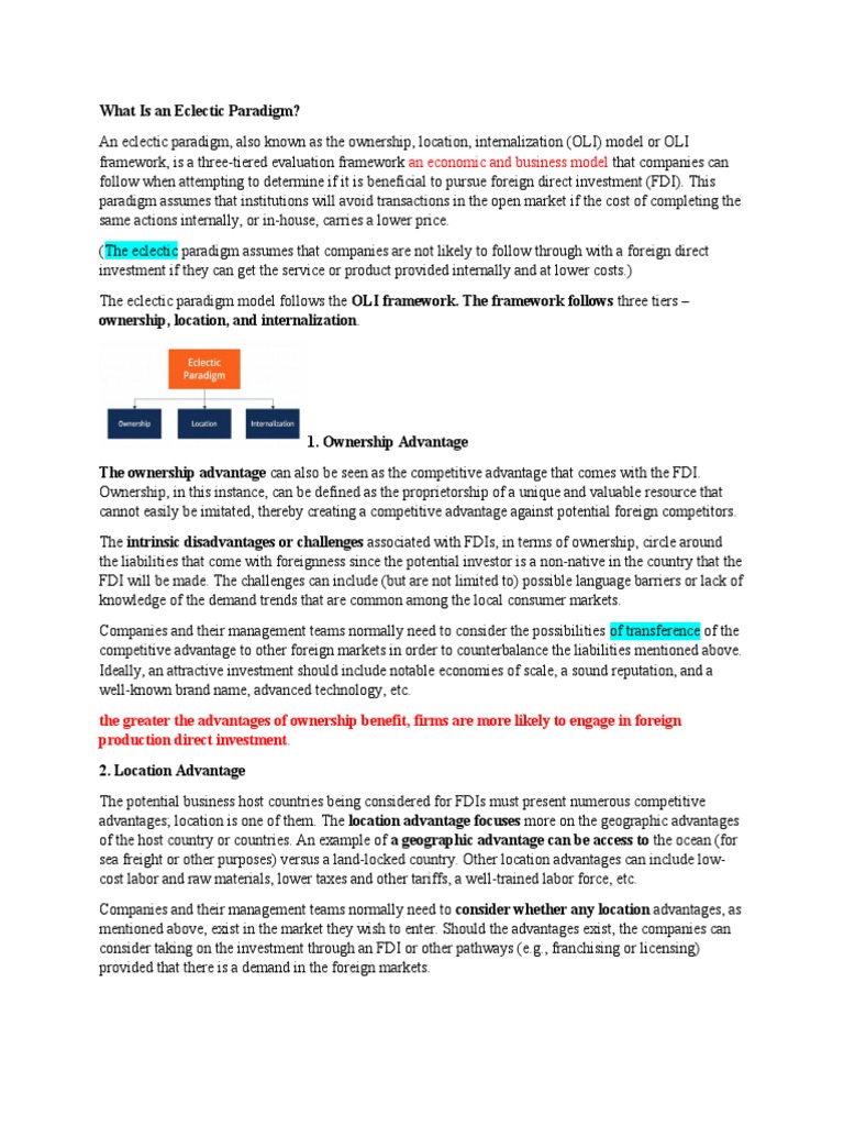 What Is An Eclectic Paradigm?: An Economic and Business Model | PDF ...