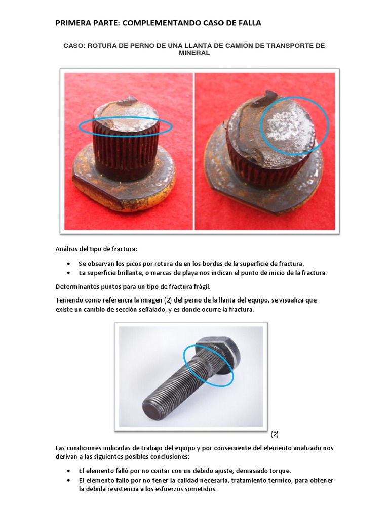Primera Parte - Complementando Caso de Falla de Perno Fracturado | PDF ...