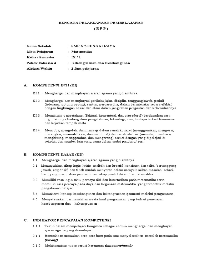 RPP Kesebangunan CTH | PDF | Karier & Perkembangan | Seni