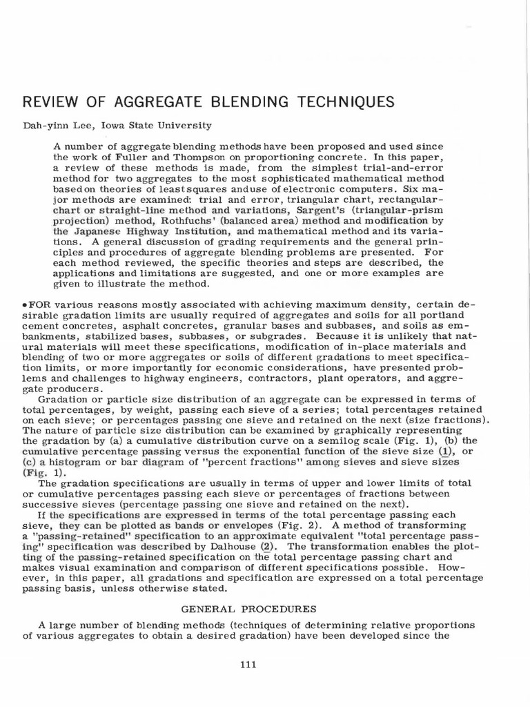Review of Aggregate Blending Techniques: Gent' | PDF | Percentage ...