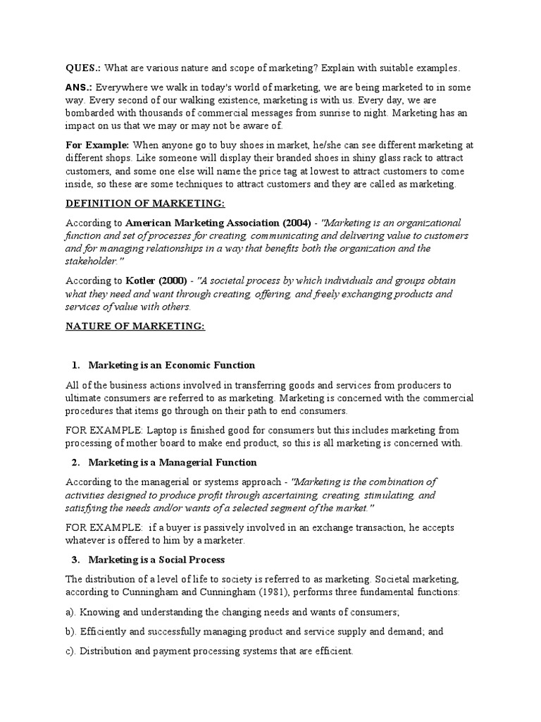 Nature and Scope of Marketing Explained | PDF | Marketing | Behavior