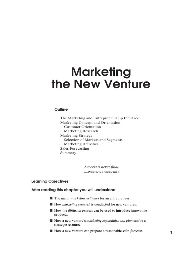Marketing The New Venture: Outline | PDF | Marketing | Entrepreneurship