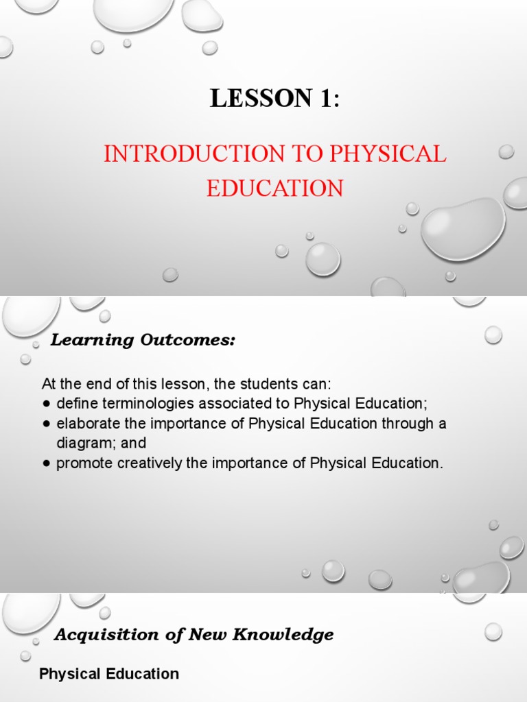 Lesson 1:: Introduction To Physical Education | PDF | Physical ...