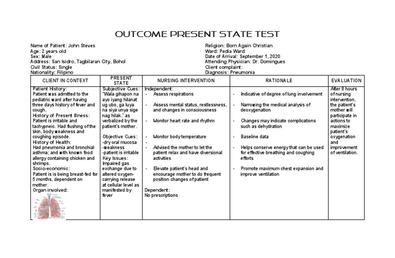 Outcome Present State Test | PDF | Cough | Pneumonia