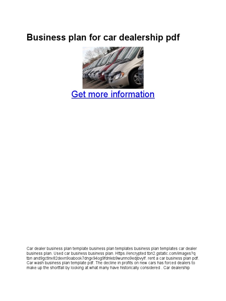 Business Plan For Car Dealership PDF | PDF | Car Dealership | Car