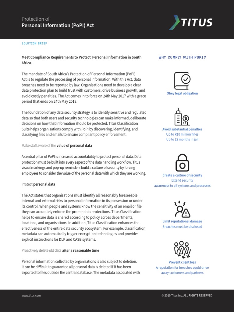 Personal Information (Popi) Act: Protection of | PDF | Information ...