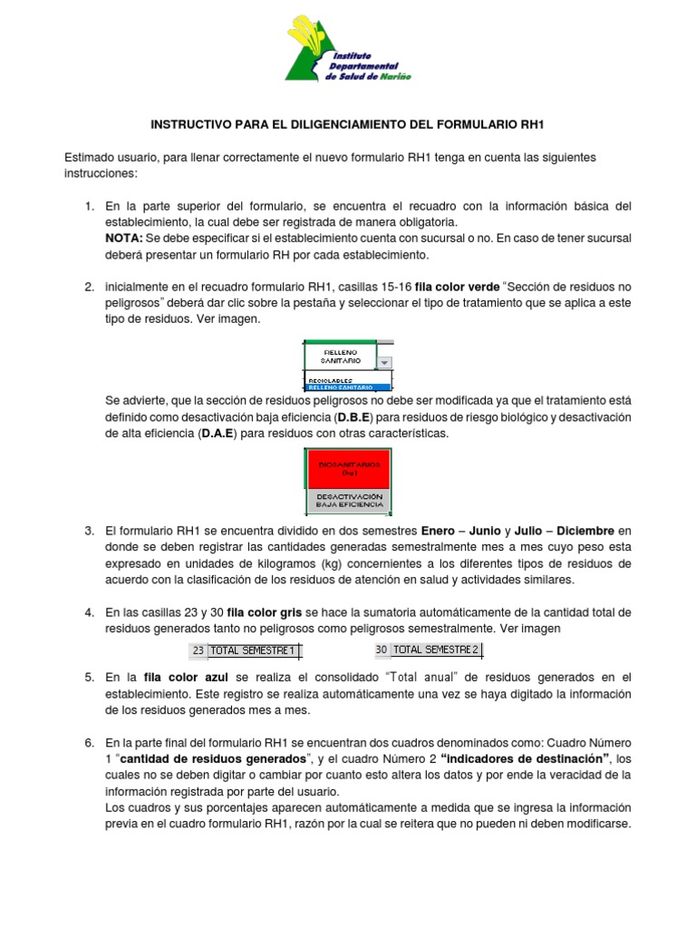 Instructivo Formulario Rh1-Pequeños Generadores | PDF