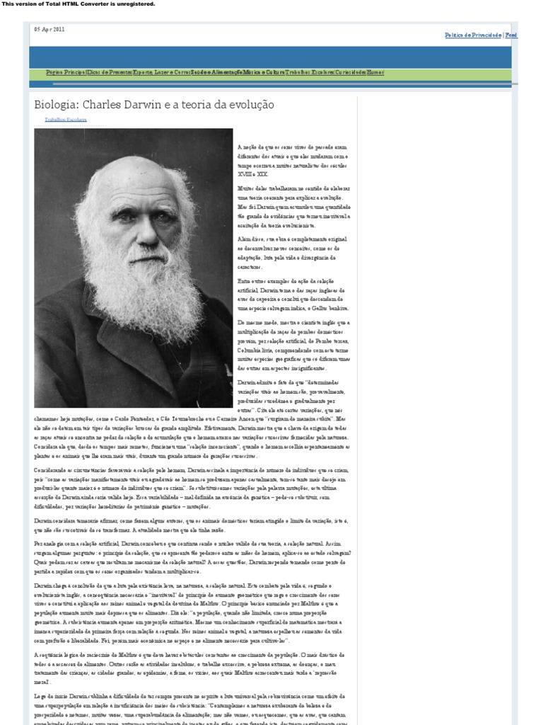 Biologia Charles Darwin e a teoria da evolução | Seleção Natural ...