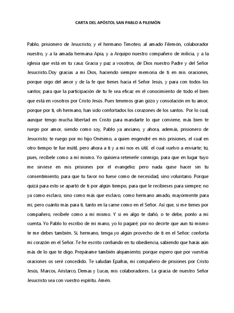 Carta Del Apóstol San Pablo A Filemón | PDF