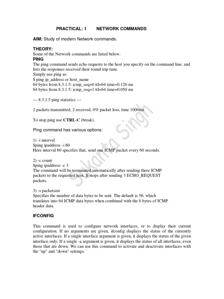 1 Network Comands | PDF | Network Socket | Internet Protocol Suite