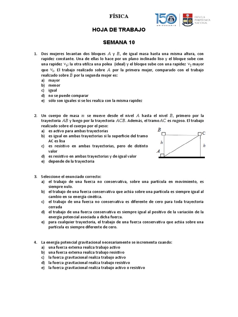 Hoja 8 Trabajo y Energia (Hoja10) Ejercicios Resueltos en Clase | PDF ...