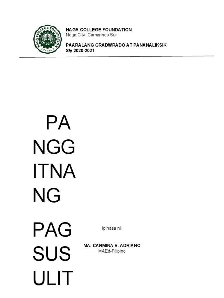 Panggitnang Pagsusulit | PDF