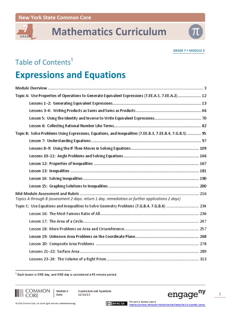 Math g7 m3 Teacher Materials | PDF | Area | Equations