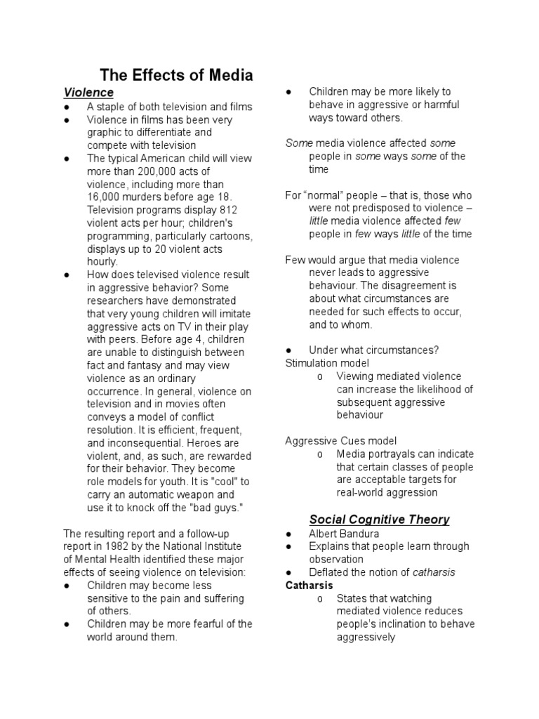 The Effects of Media: Violence | PDF | Aggression | Adolescence