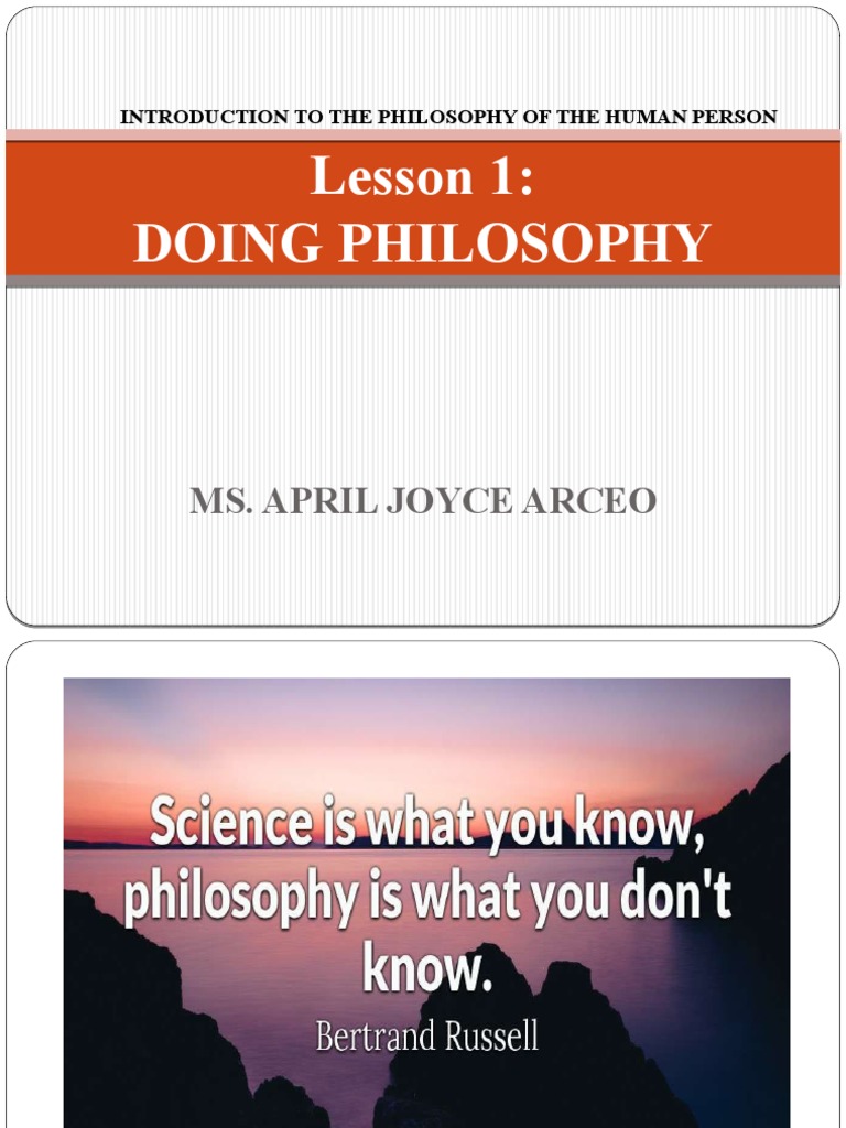 Lesson 1-Doing Philosophy | PDF | Reason | Science