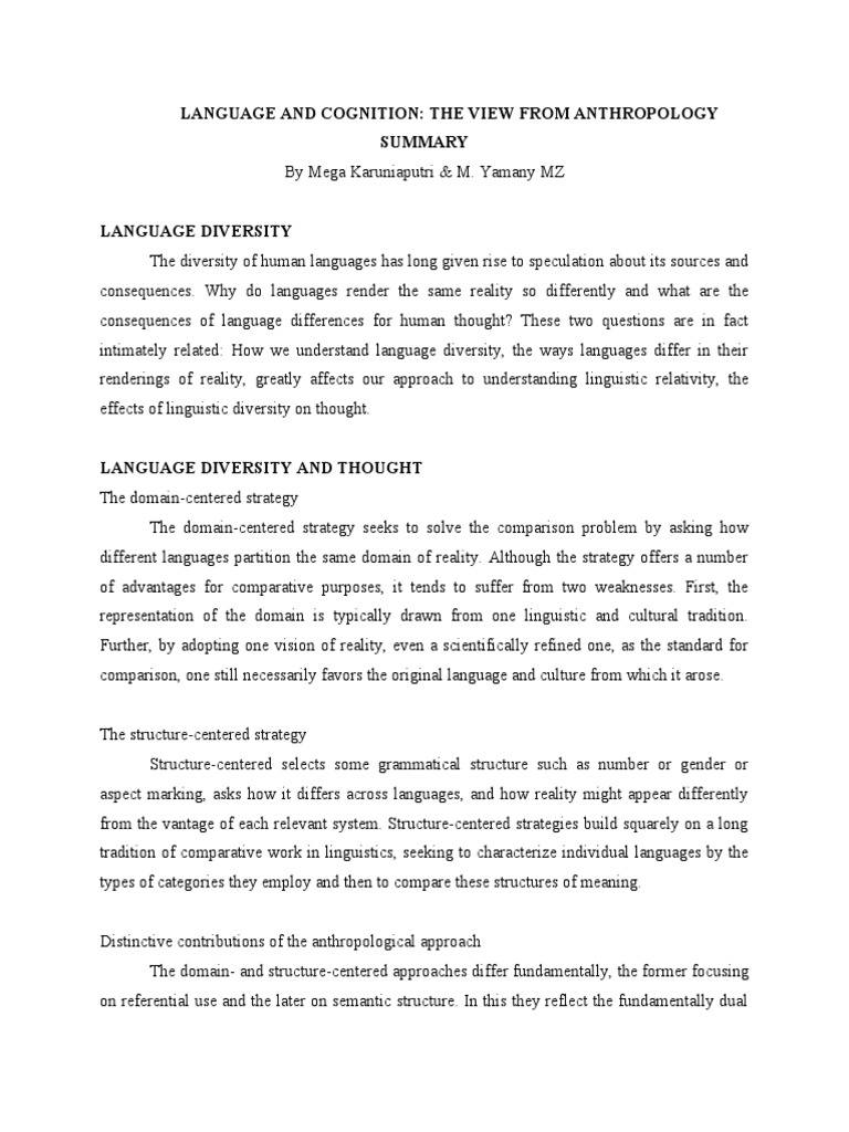Language and Cognition | PDF | Linguistics | Anthropology