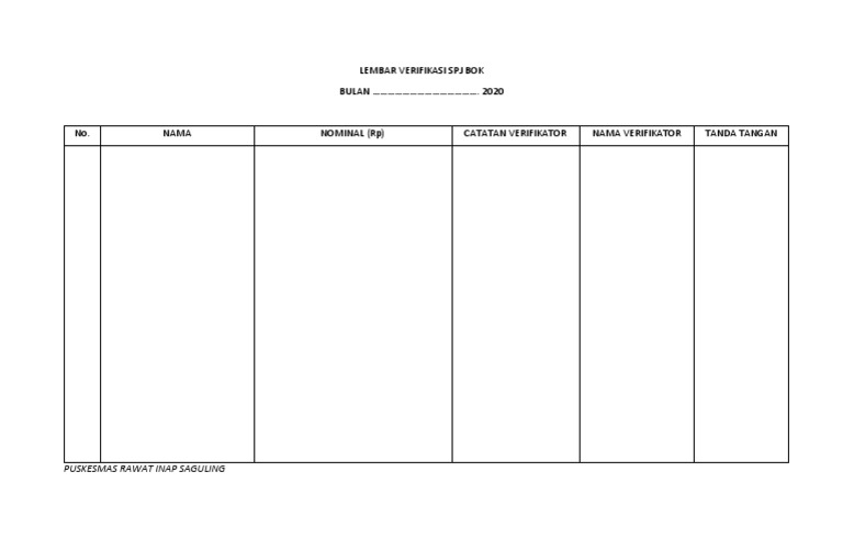 Lembar Verifikasi SPJ Bok | PDF