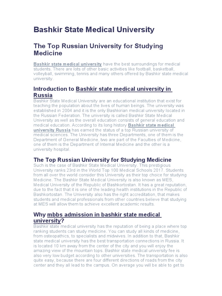 Bashkir State Medical University | PDF | Medical School | University