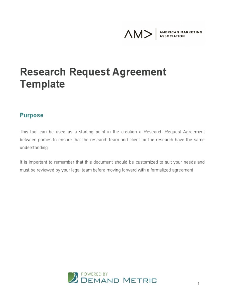 Research Request Agreement Template AMA | PDF | Indemnity | Discovery (Law)
