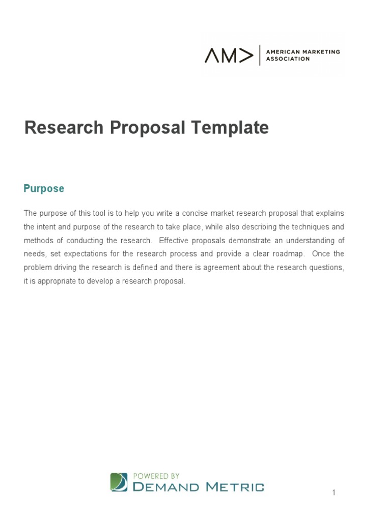 Market Research Proposal Template | PDF | Methodology | Scientific Method