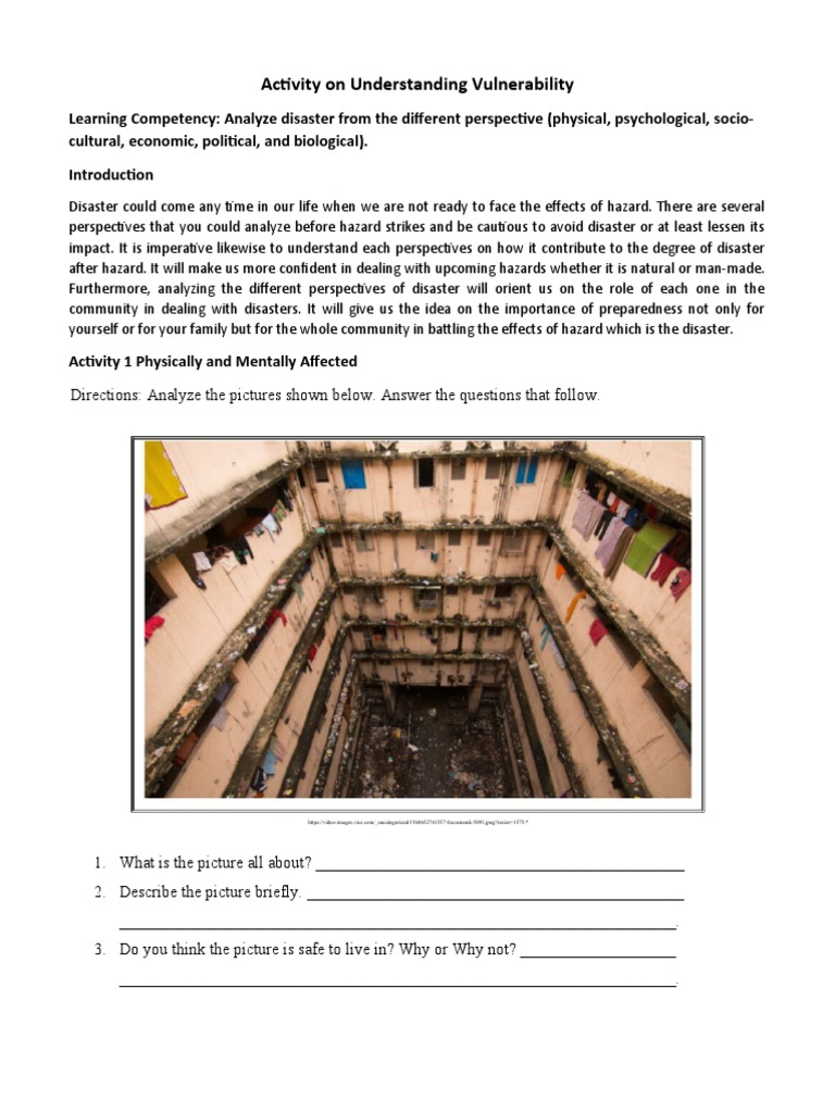 Activity On Understanding Vulnerability | PDF | Hazards | Vulnerability