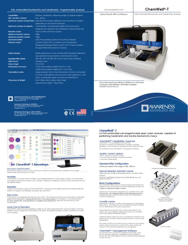 ChemWell T 4620 Brochure | PDF | Assay | Usability