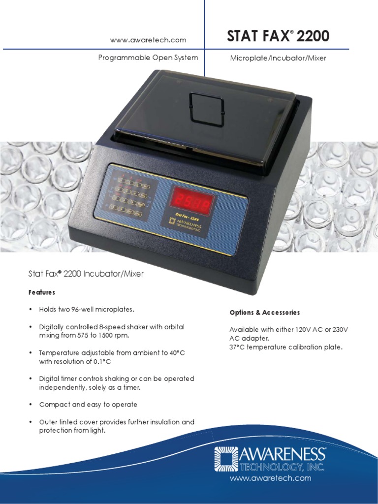 Stat Fax 2200 Microplate, Inc, Mixer | PDF | Equipment | Manufactured Goods