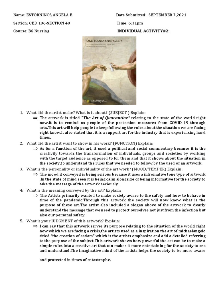 Art Appreciation Activity 1 | PDF | Psychological Concepts | Cognition