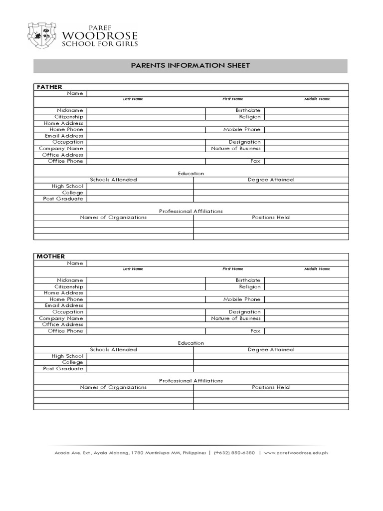 Parents Information Sheet | PDF