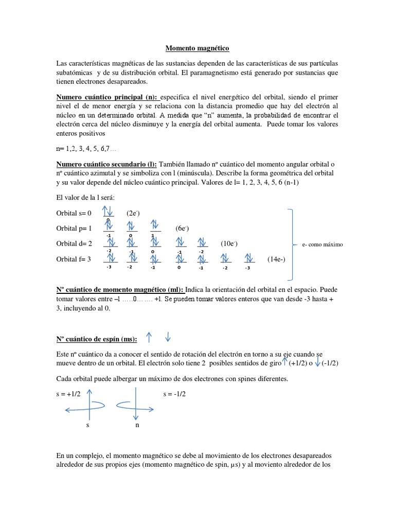 Momento Magnetico | Descargar gratis PDF | Orbital atómico | Magnetismo