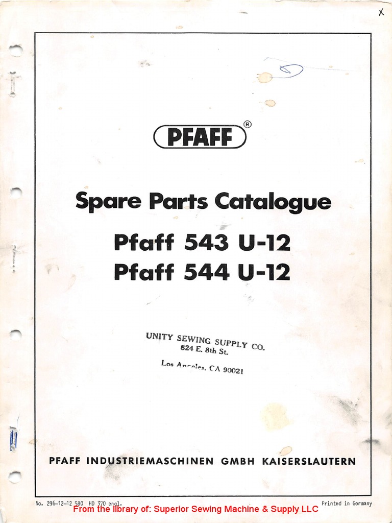 Spare Parts Catalogue: (Pfaff) | PDF | Screw | Manufactured Goods