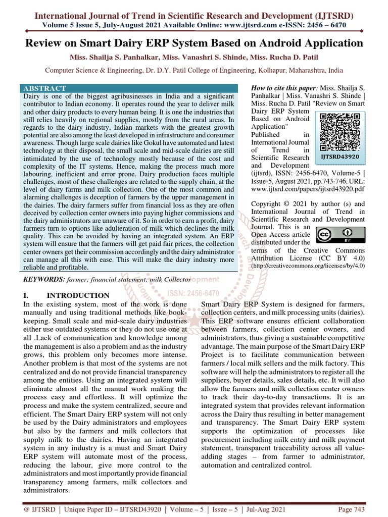 Review On Smart Dairy ERP System Based On Android Application | PDF ...