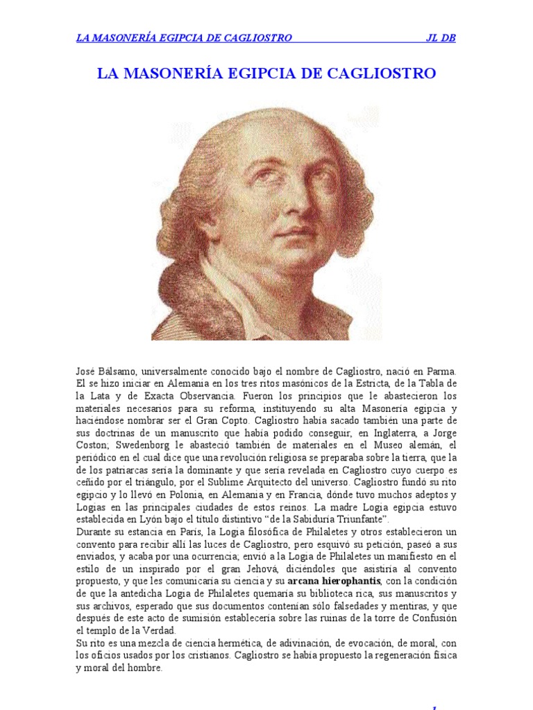Masoneria Egipcia de Cagliostro | PDF | Masonería | Alquimia