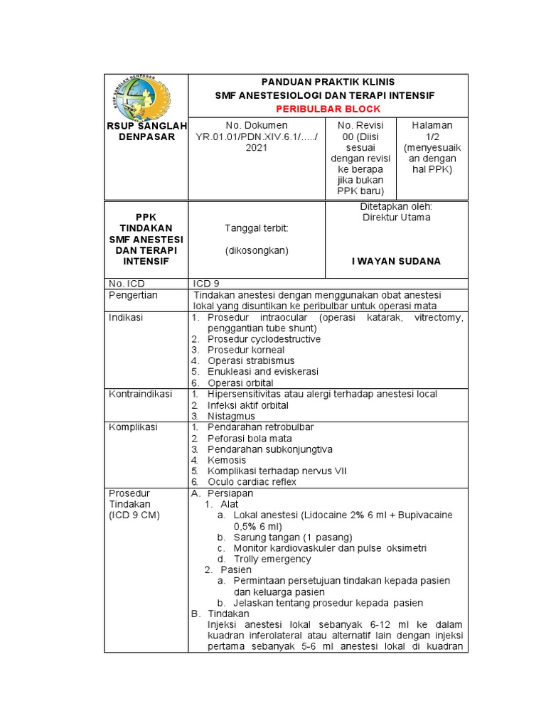 Panduan Peribulbar Block Anestesi | PDF
