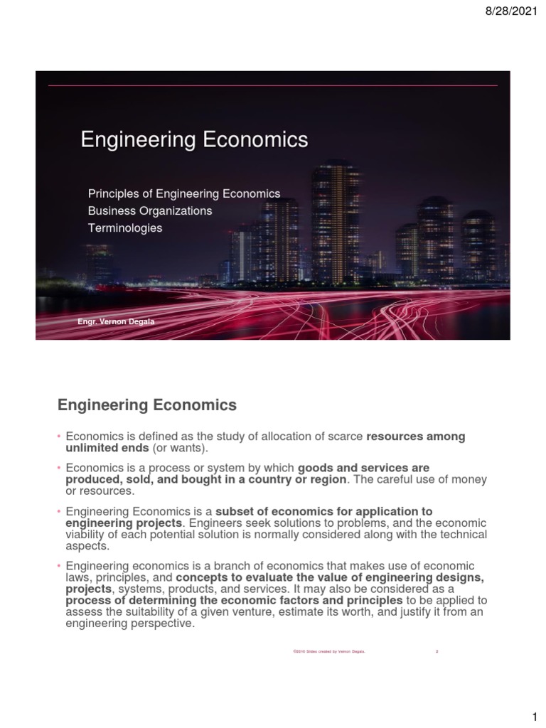 EC - Lecture 001 - Principles of Engineering Economics | PDF | Demand ...