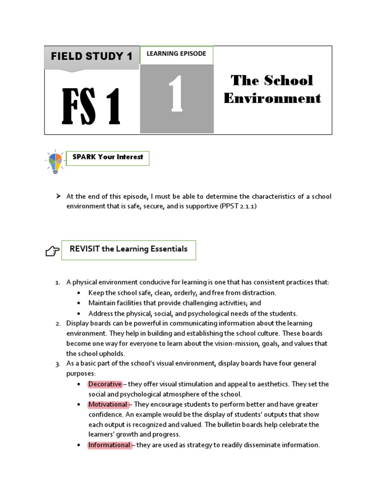 FS 1 - Episode 1 | PDF | Classroom | Learning