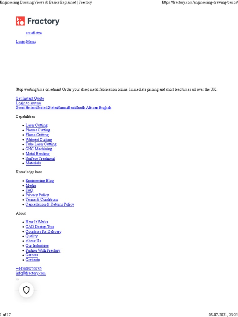 Engineering Drawing Views & Basics Explained Fractory | PDF | Drawing ...