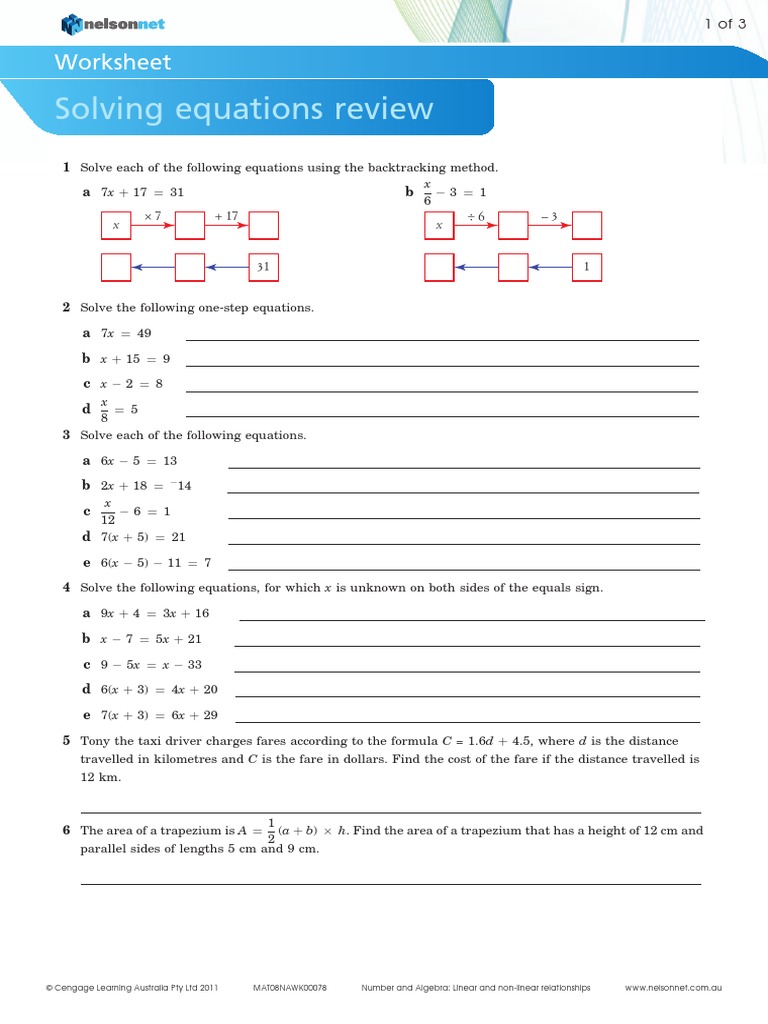 Solving Equations Review | PDF | Elementary Geometry | Elementary ...
