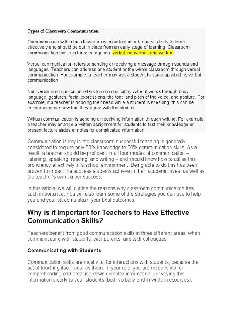 Understanding Classroom Communication Types | PDF | Communication ...