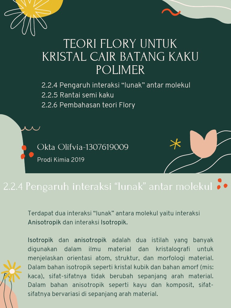 Teori Flory Untuk Kristal Cair Batang Kaku Polimer | PDF