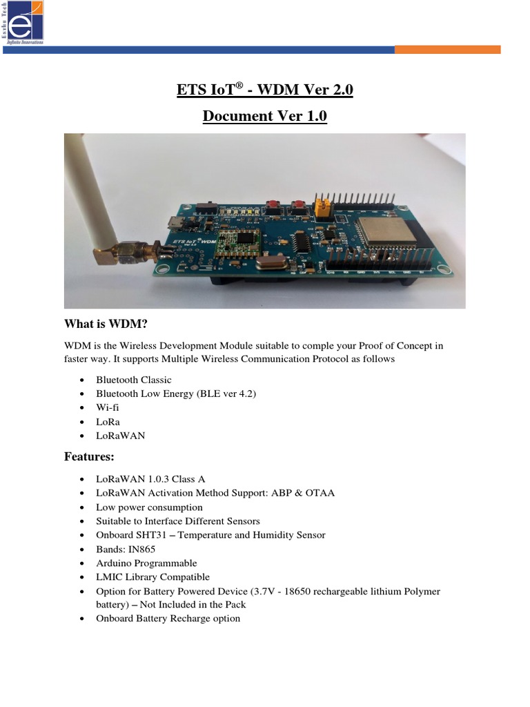 WDM User Manual Ver 1.0 | PDF | Bluetooth | Arduino