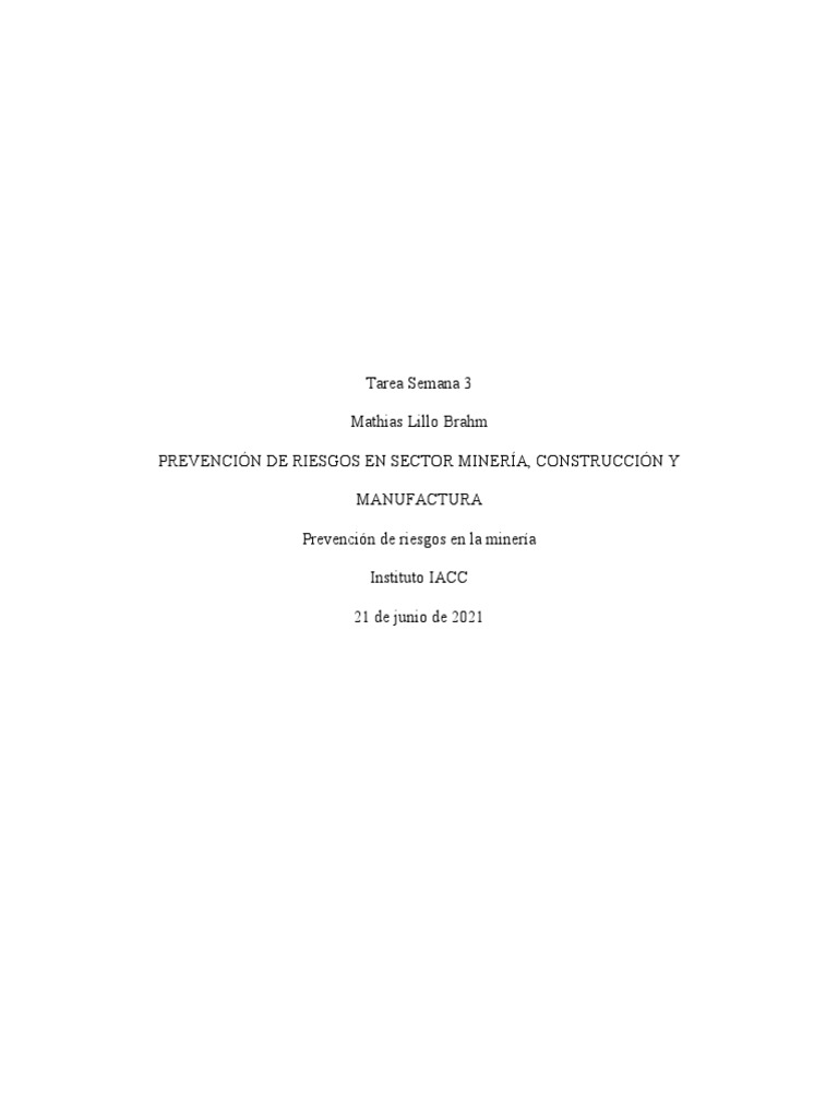 Iacc Tarea Semana 3 Prevencion Mineria | PDF | Minería