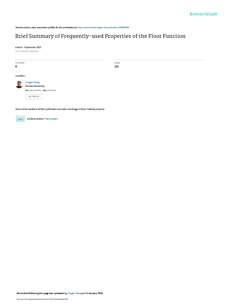 Properties of The Floor Function | PDF | Function (Mathematics ...