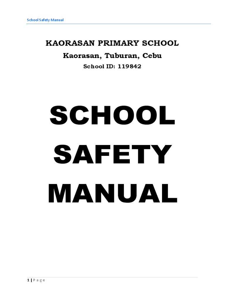 School Safety Manual for Kaorasan | PDF | Adolescence | Classroom ...