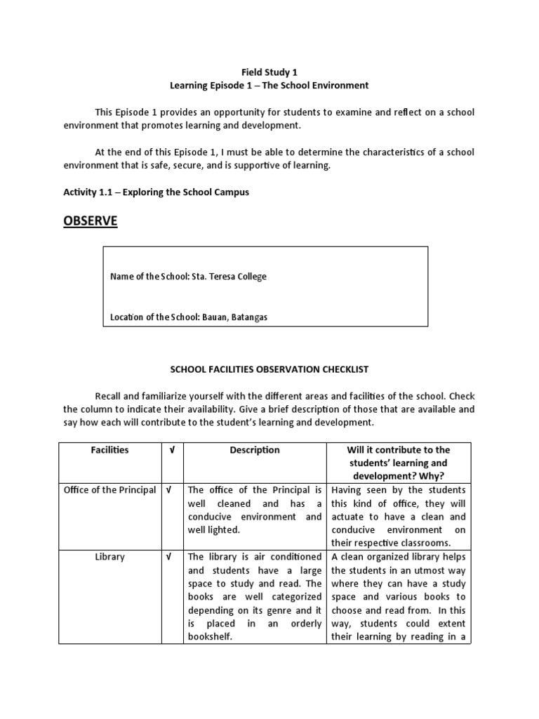 Episode 1 The School Environment | Download Free PDF | Classroom | Learning