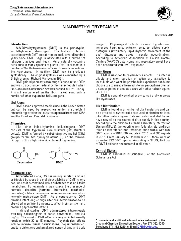 DEA Drug & Chemical Evaluation Section Report on N,N-Dimethyltryptamine ...