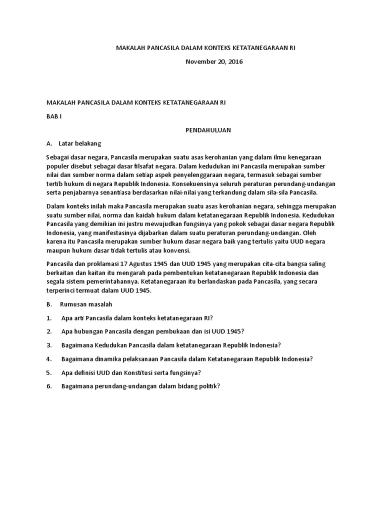 Makalah Pancasila Dalam Konteks Ketatanegaraan Ri Pdf 