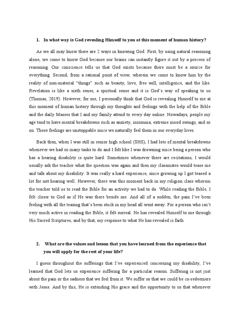 Reflection Paper On Revelation | PDF | God | Reason