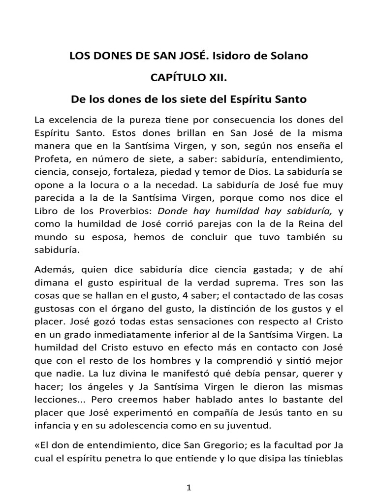 Los Dones de San José | PDF | María, madre de Jesús | Cristo (título)